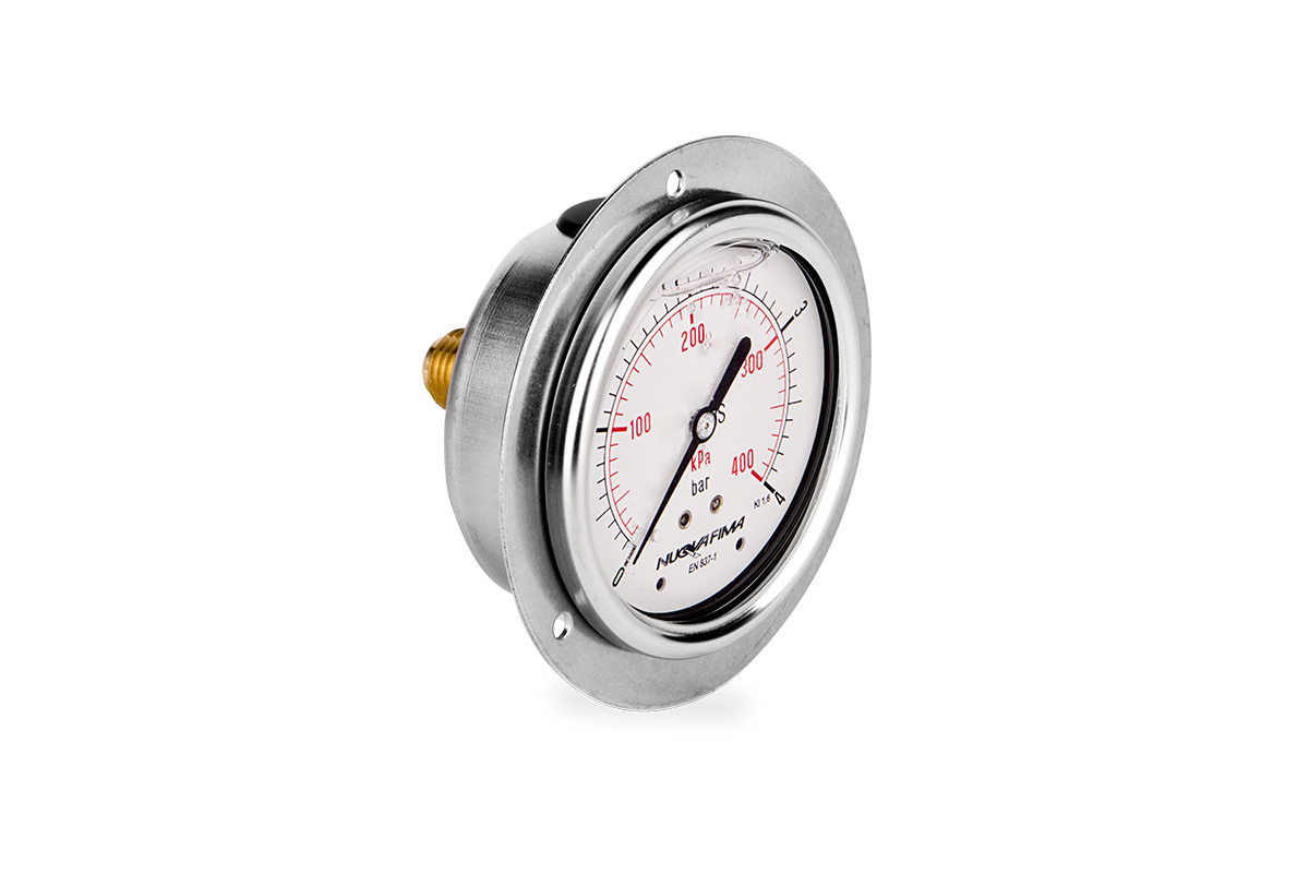 Manometr glicerynowy DN63 tablicowy TL 1/4” (0-4)bar M63TABL1/4(0-4) - Nuova Fima | Sklep HP-SC